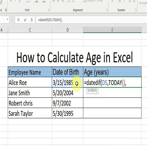 how to calculate age in excel using datedif function shorts youtube