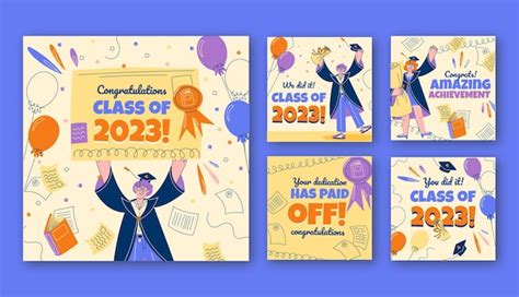Free Vector Instagram Posts Collection For Class Of 2023 Graduation