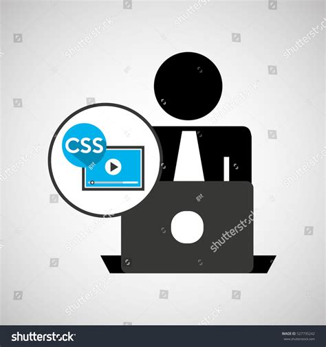 Silhouette Programmer Working Laptop Css Player Stock Vector Royalty