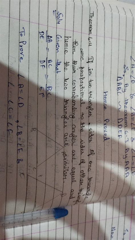 so by theorem 6 3 by ∠aaa abc∼ defhence provedtheorem 6 4 if in two t