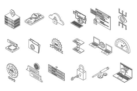 Ssl Certificate Icons Set Vector Outline