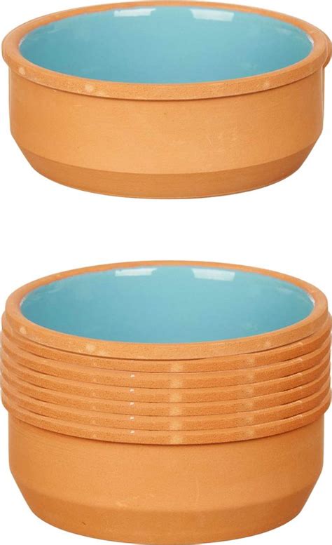 La Dehesa Set 12x Tapas Creme Brulee Schaaltjes Terracotta Blauw 12cm