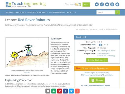 Teach Engineering Red Rover Robotics Lesson Plan For 6th 8th Grade