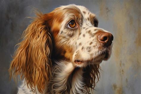 Premium Ai Image Portrait Of A Cute English Cocker Spaniel On A Gray Background