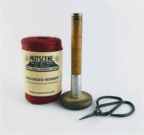 Red Recycled Mill Bobbin With Twine And Scissors Nutscene Red Twine