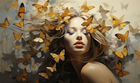Premium Ai Image Sensual Beauty With Butterfly Hair