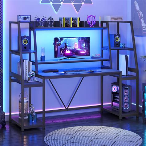 Sedeta Gaming Desk 65 7 With Led Lights Hutch And