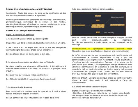 Notes De Cours Sémiologie Séance 1 Introduction Du Cours 17