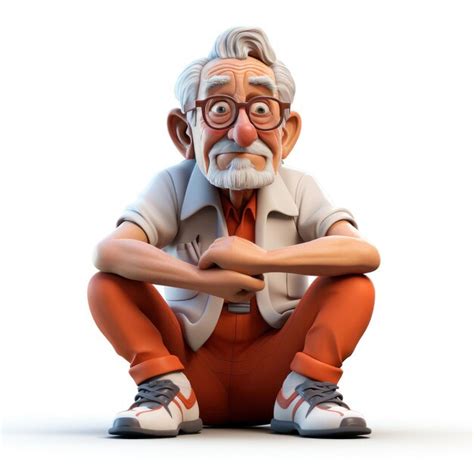 Premium Ai Image Thoughtful 3d Old Man Sitting