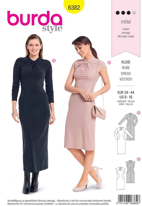 Burda Style Sewing Pattern 6382 Misses Shirt Dress Size 8 18