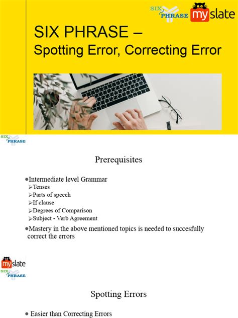 Error Spotting Correcting Error Pdf Phrase Subject Grammar