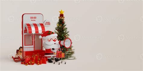 jul handla uppkopplad på mobil begrepp santa claus tryckande en handla