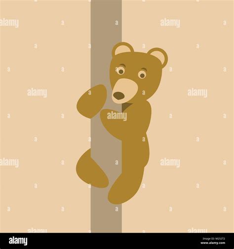 Bear On A Tree Cartoon Vector Illustration Flat Style Profile Side
