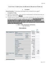 Case Study Correlation And Bivariate Regression Docx EXSC 520 CASE STUDY CORRELATION AND