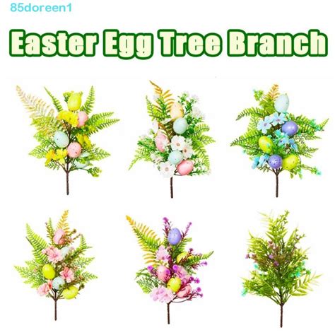 Doreenj Artificial Easter Egg Tree Artificial Plants Plastic Easter Egg Tree Branch Rustic