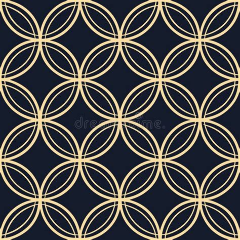 Seamless Geometric Circles Pattern Elegant Interlocking Design In Gold On Black Background