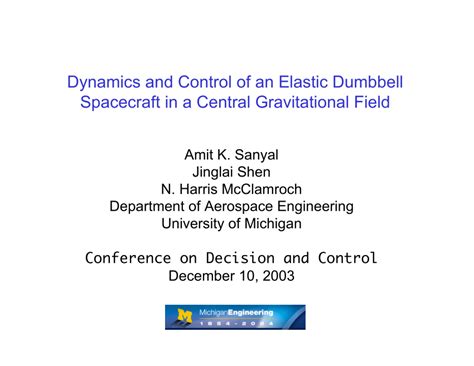 Pdf Dynamics And Control Of An Elastic Dumbbell Spacecraft In A Central Gravitational Field