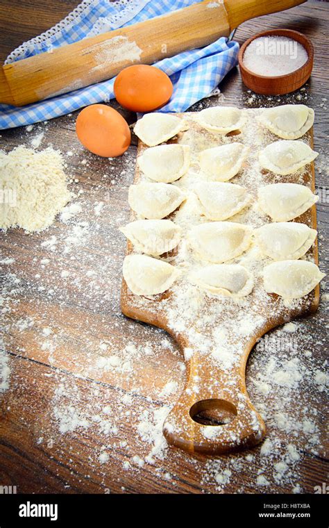Raw Homemade Dumplings Russian Pelmeni Stock Photo Alamy