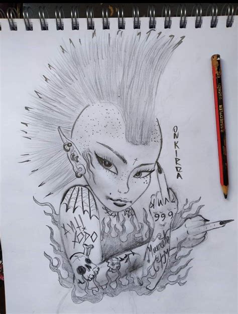 Punk Girl Drawing Drawings Art Art Background Kunst Sketches