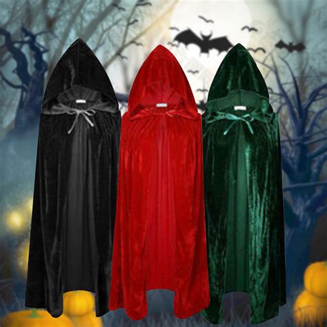 New Halloween Cloak Cape Hooded Medieval Costume Witch Wicca Vampire