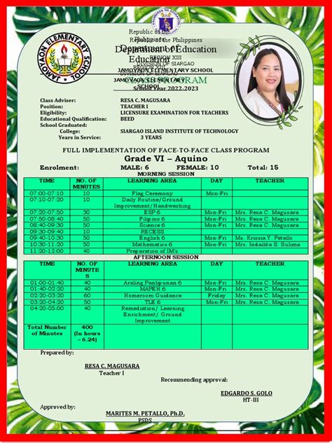 Class Program 2022 2023 Pdf