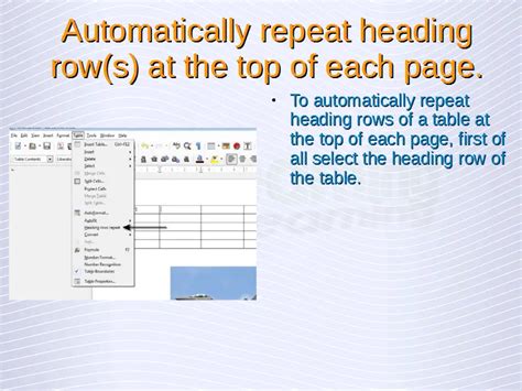 Advanced Word Processing Table Headings