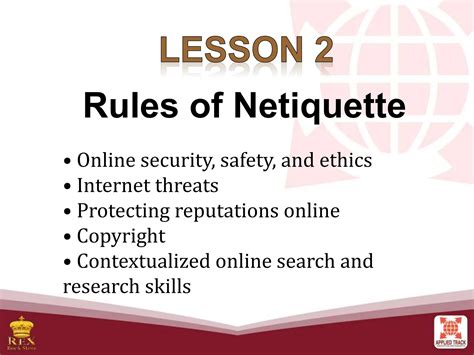 Lesson 2 Rules Of Netiquette Safety Online Pptx Internet For