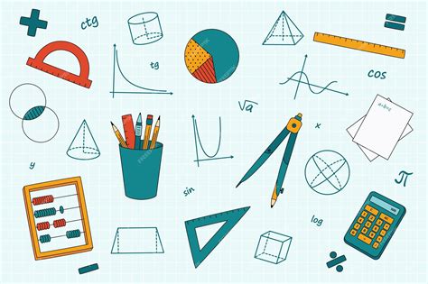 Premium Vector A Large Set Of Math Objects Geometric Figures And Math