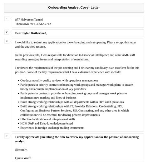 Onboarding Analyst Cover Letter Velvet Jobs
