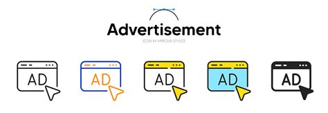 다양한 스타일의 광고 제안 라인 아이콘입니다 바이 컬러 윤곽선 획 스타일 웹 Ui 모바일 응용 프로그램에 대한 기호입니다 벡터