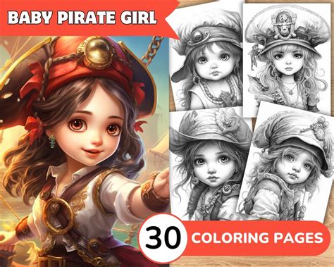 Pirate Girl Coloring Pages Pirate Girl Coloring Book Pirate Etsy
