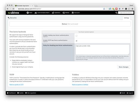 setting up two factor authentication ubivox documentation and knowledge
