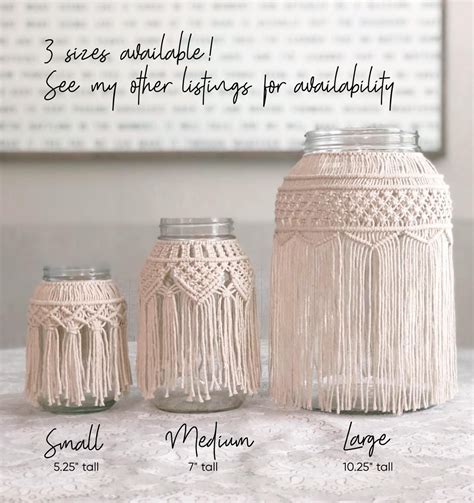 Small Diy Macrame Jar Kit Macrame Hurricane Macrame Vase Etsy Macrame