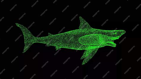 Premium Photo 3d White Shark On Black Bg Megalodon Is The Most
