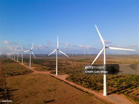 Drone View Of Wind Turbine Farm Rio Grande Do Norte Brazil High Res