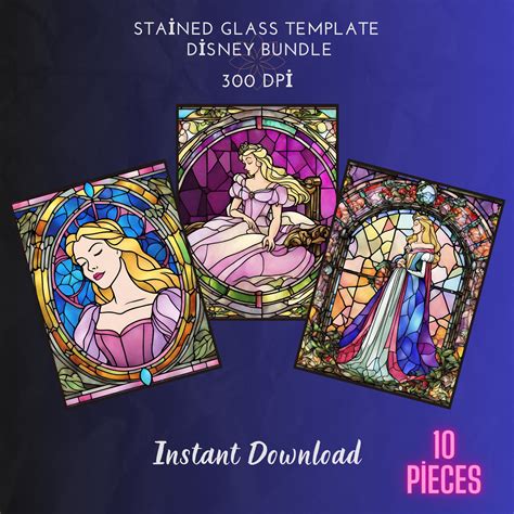 Sleeping Beauty Stained Glass Templatecartoon Stained Glass Craft
