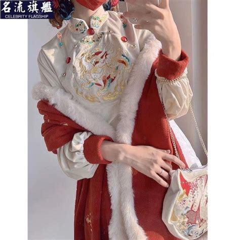 御漫衣櫥兔年漢服女新中式改良過年旗袍洋裝國風漢元素新年戰衣秋冬款 Yahoo奇摩拍賣