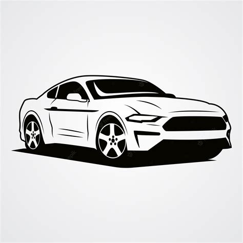 Para La Silueta Del Coche Deportivo Mustang Vector Vector Premium