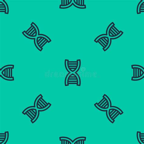 Blue Line Dna Symbol Icon Isolated Seamless Pattern On Green Background Vector Stock Vector