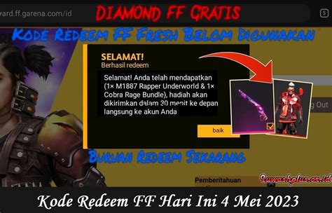 Kode Redeem FF Terbaru 4 Mei 2023 Belum Digunakan Dan Masih Aktif