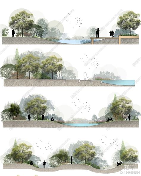 Psd免抠景观竞赛风湿地公园剖面图素材贴图下载【id 1144695564】 花瓣网