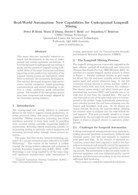 Pdf Real World Automation New Capabilities For Underground · 2
