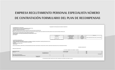 Plantilla de Excel Empresa Reclutamiento Personal Especialista Número