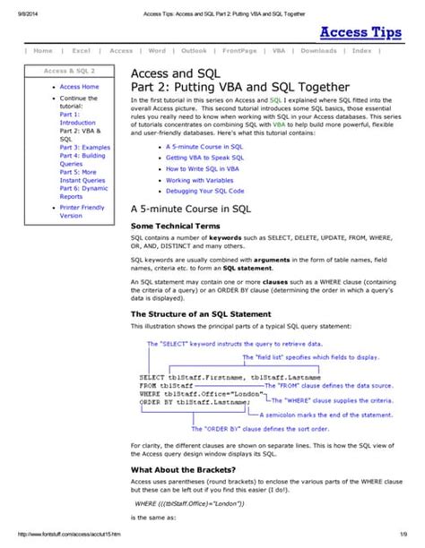 Access Tips Access And Sql Part 2 Putting Vba And Sql Together Pdf