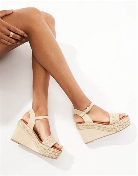 Truffle Collection Jute Wedge Heeled Sandals In Brown Asos