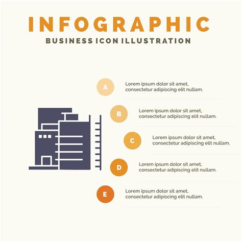 Building Construction Factory Industry Solid Icon Infographics 5 Steps Presentation Background
