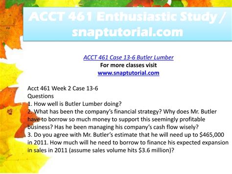 PPT ACCT 461 Enthusiastic Study Snaptutorial PowerPoint