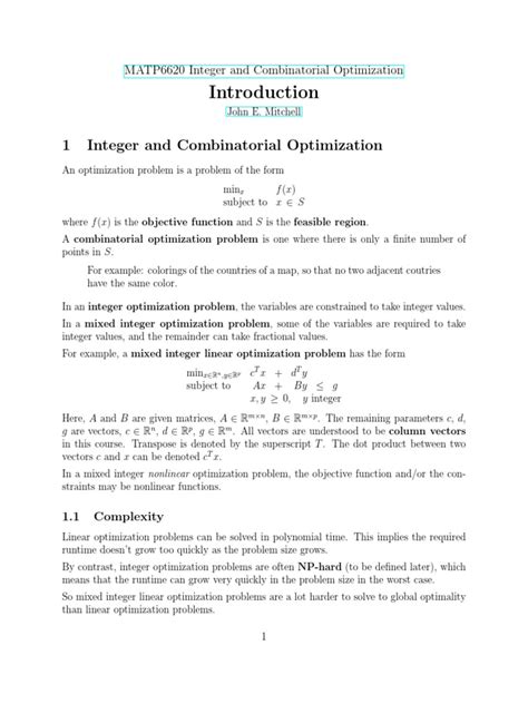 Matp6620 Integer And Combinatorial Optimization Download Free Pdf