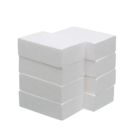Crafare 8 Pack Craft Foam Blocks 8x4x2 Inch Polystyrene Brick Rectangle For Arts School Modeling
