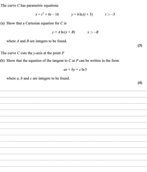 a level maths test parametric equations edexcel